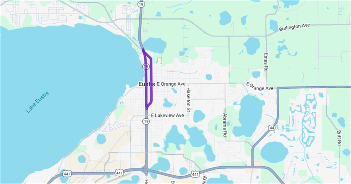 FDOT Road Project on SR 19 - Eustis FL